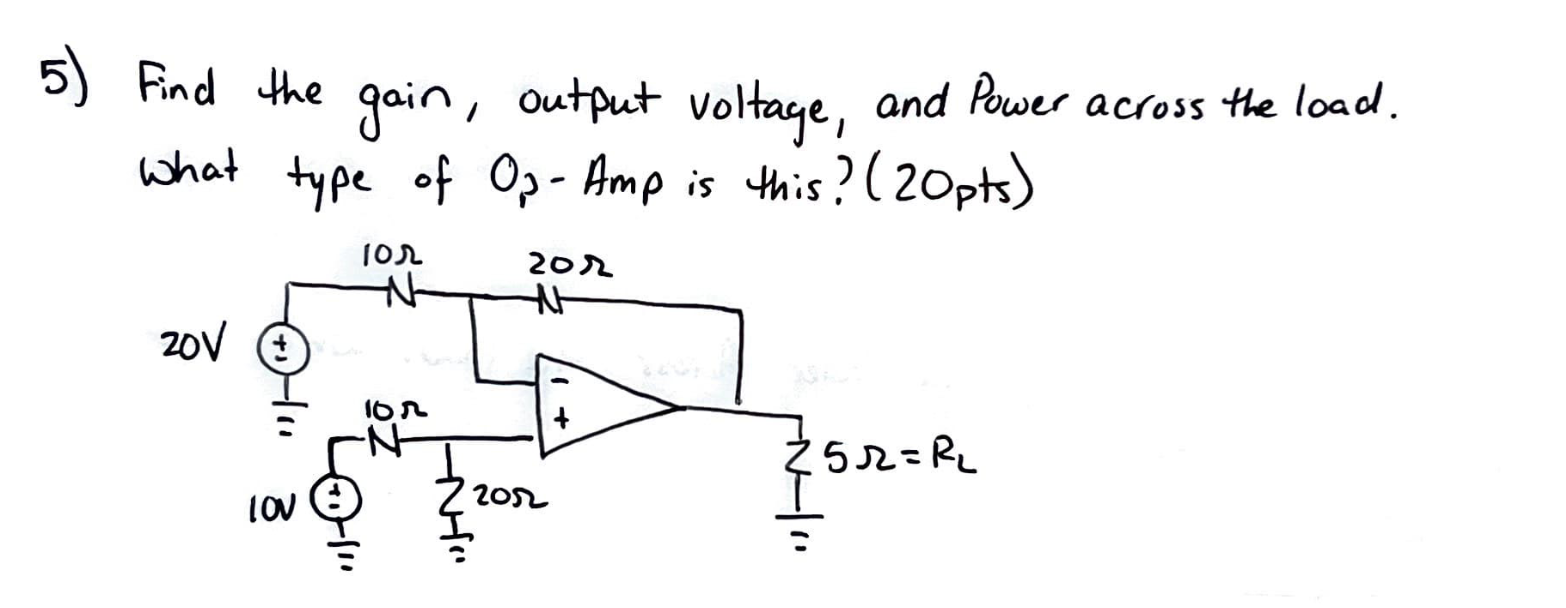 Solved Find the gain, output voltage, and Power across the | Chegg.com