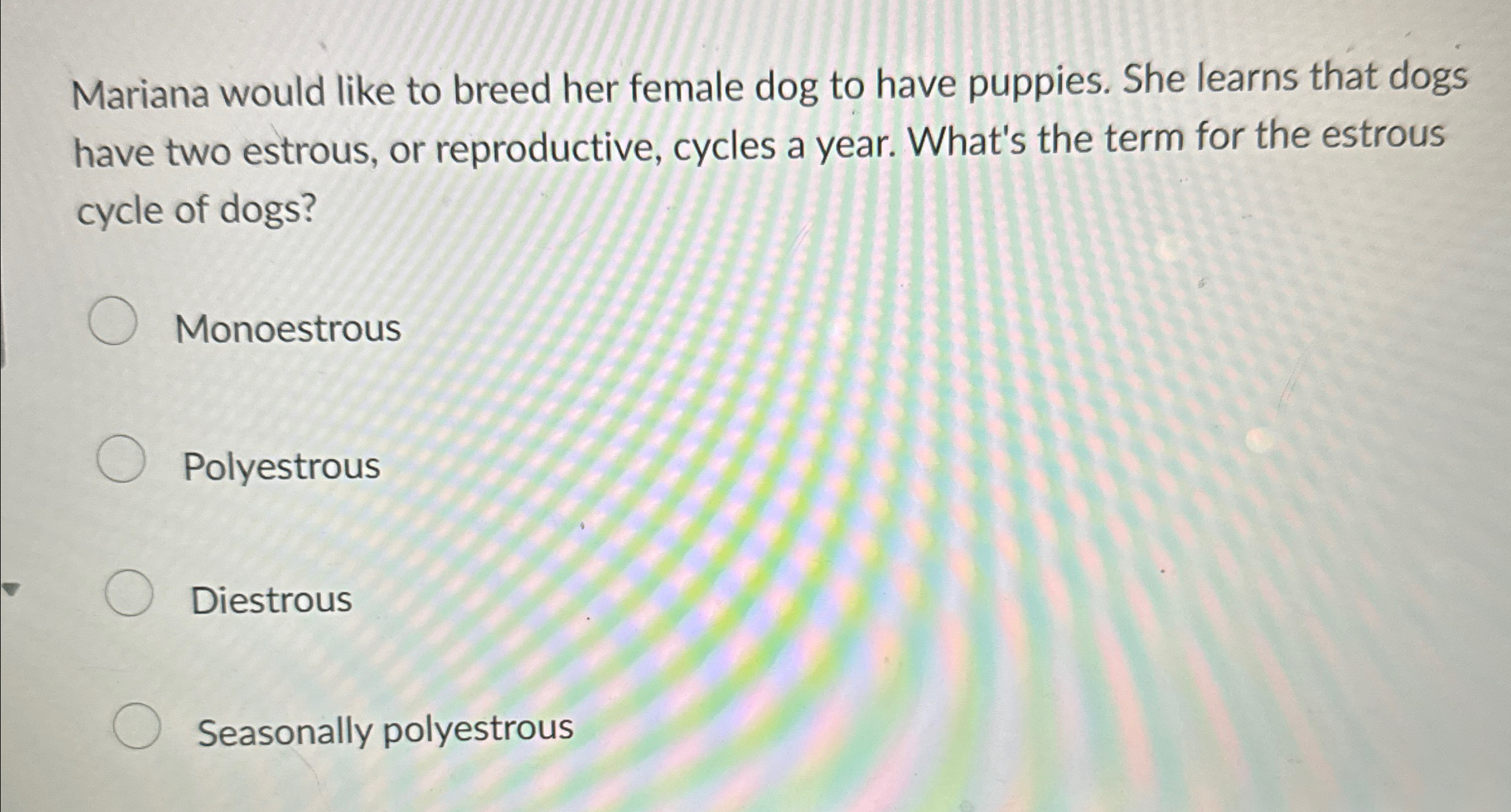 Solved Mariana would like to breed her female dog to have | Chegg.com