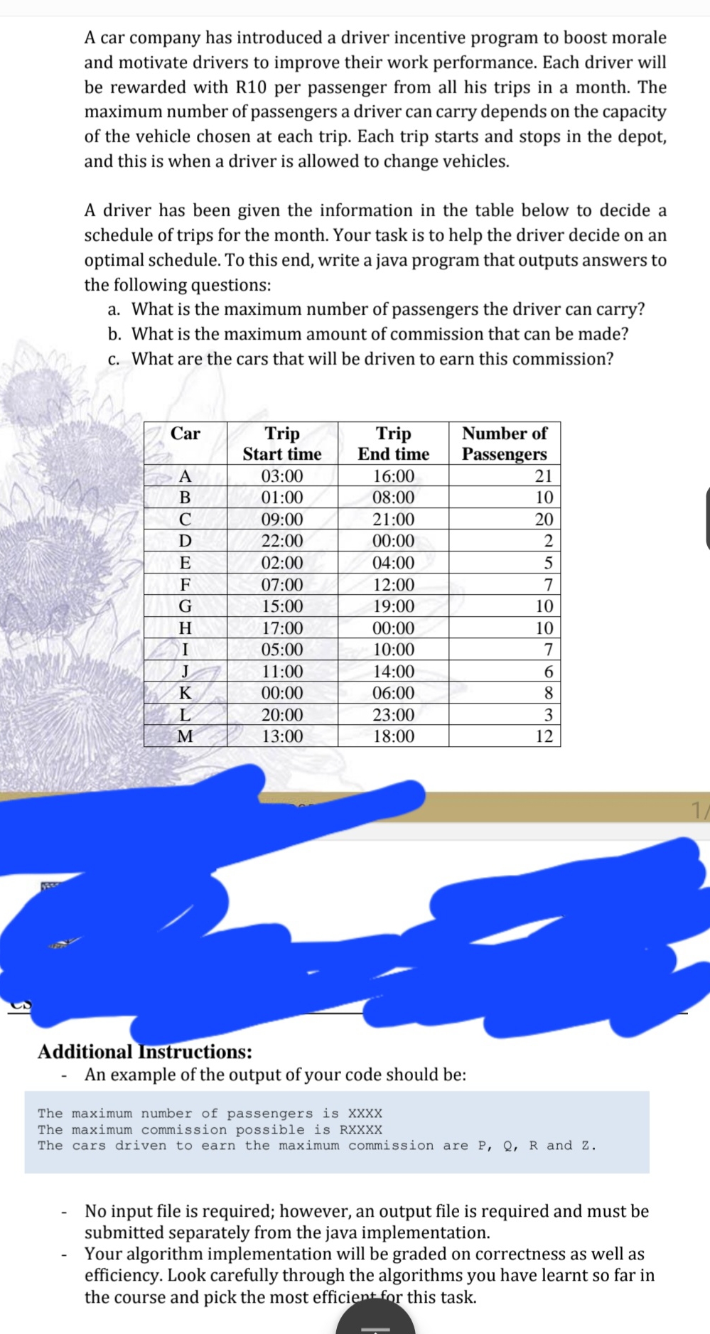 Solved Additional Instructions:An example of the output of | Chegg.com