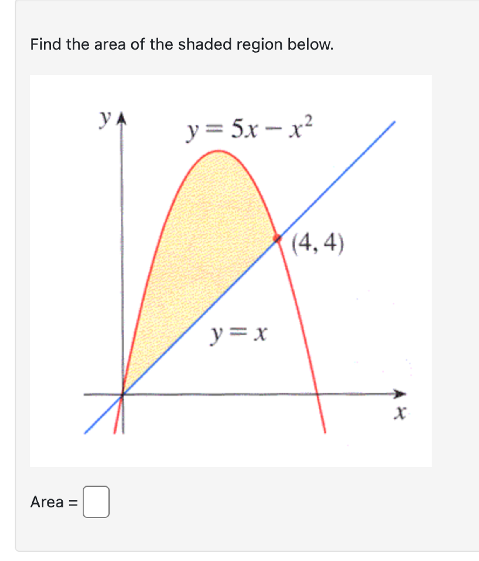 Solved Find the area of the shaded reaion below.Area = | Chegg.com Solved Find the area of the shaded reaion below.Area = | Chegg.com