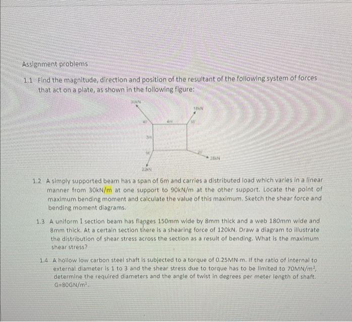Solved 1.1 Find the magnitude, direction and position of the | Chegg.com