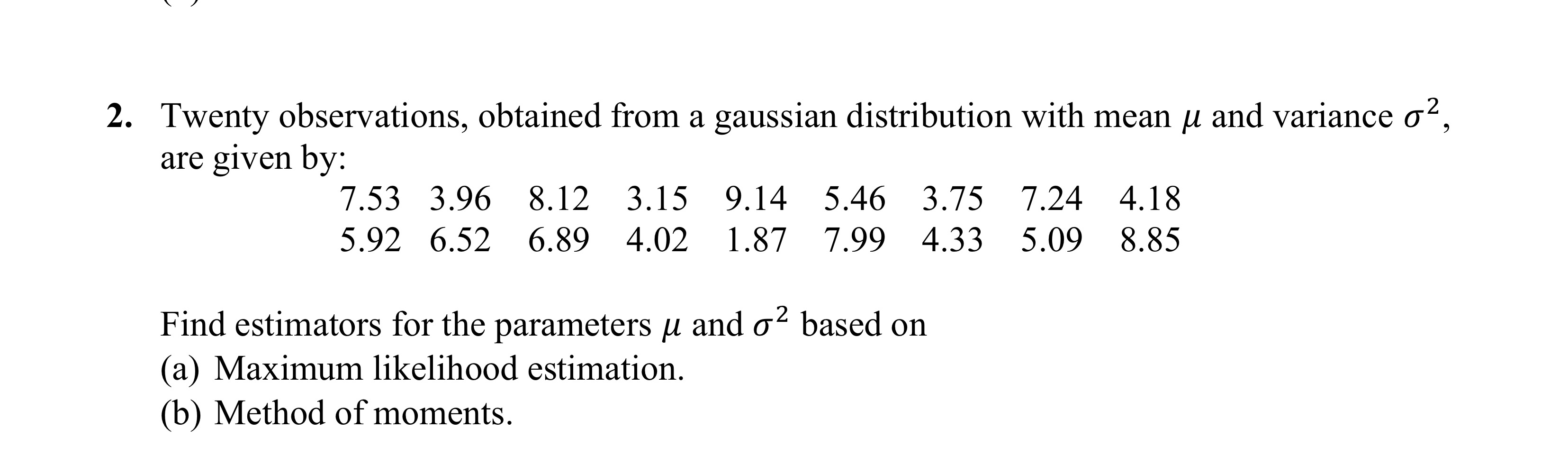 Solved Twenty observations, obtained from a gaussian | Chegg.com