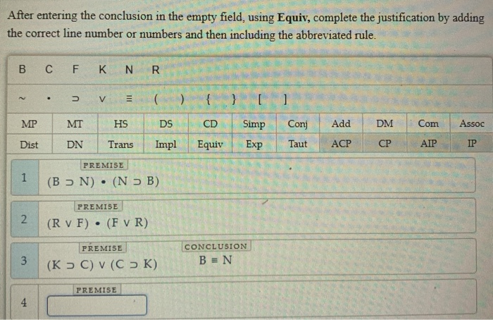 Solved After entering the conclusion in the empty field, | Chegg.com