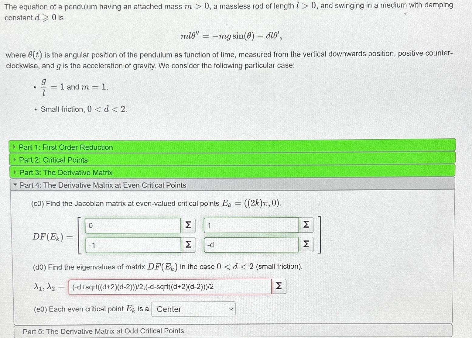 Solved The equation of a pendulum having an attached mass | Chegg.com