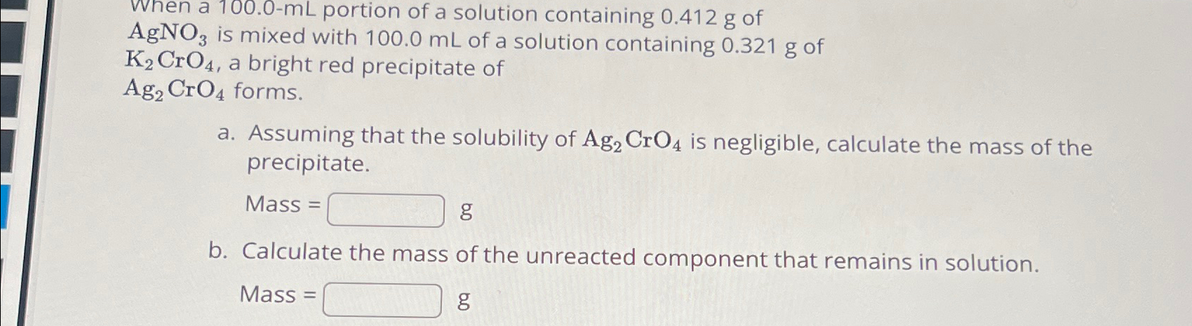 Solved When a 100.0-mL portion of a solution containing | Chegg.com