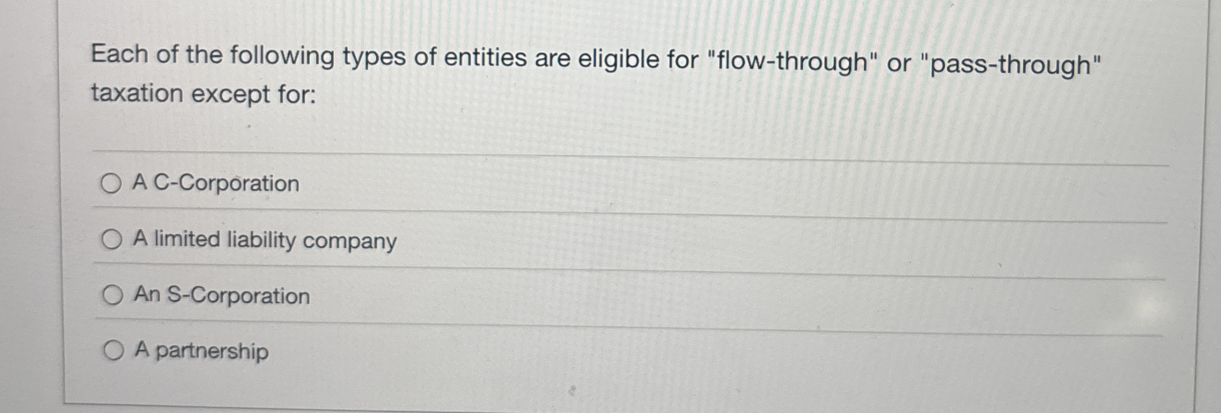 Solved Each of the following types of entities are eligible | Chegg.com
