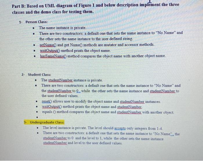 Solved Part B: Based on UML diagram of Figure 1 and below | Chegg.com