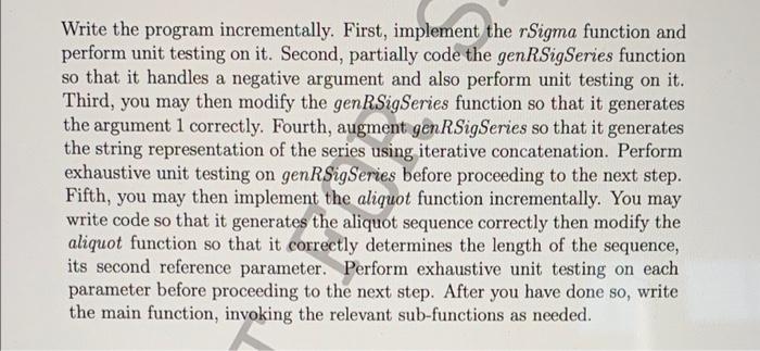Solved Write the program incrementally. First, implement the | Chegg.com