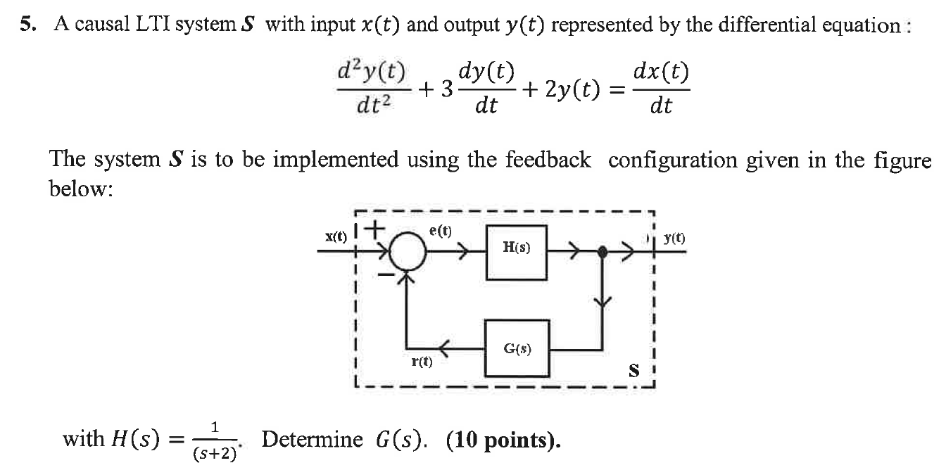 Solved A Causal Lti System S with Input Xt and Output