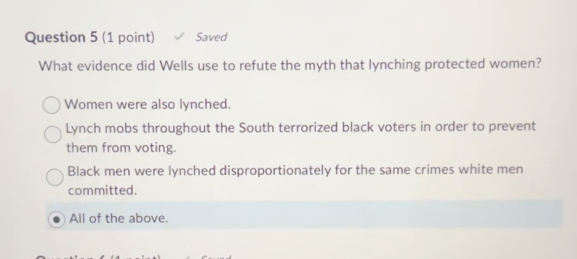 Solved Question 5 (1 ﻿point) ﻿SavedWhat evidence did Wells | Chegg.com