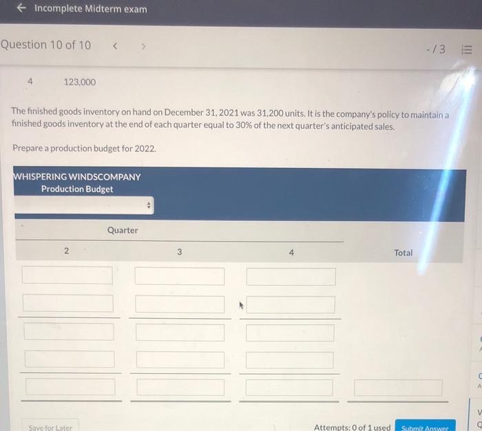 Solved + Incomplete Midterm exam Question 10 of 10 -/3 View | Chegg.com