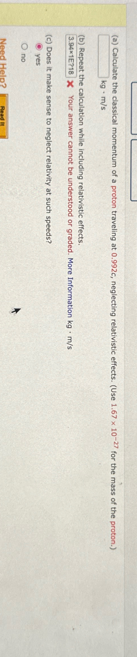 Solved (a) ﻿Calculate the classical momentum of a proton | Chegg.com