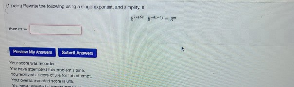 Solved (1 point) Rewrite the following using a single | Chegg.com