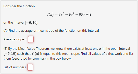 Solved Consider the functionf(x)=2x3-9x2-60x+8on the | Chegg.com