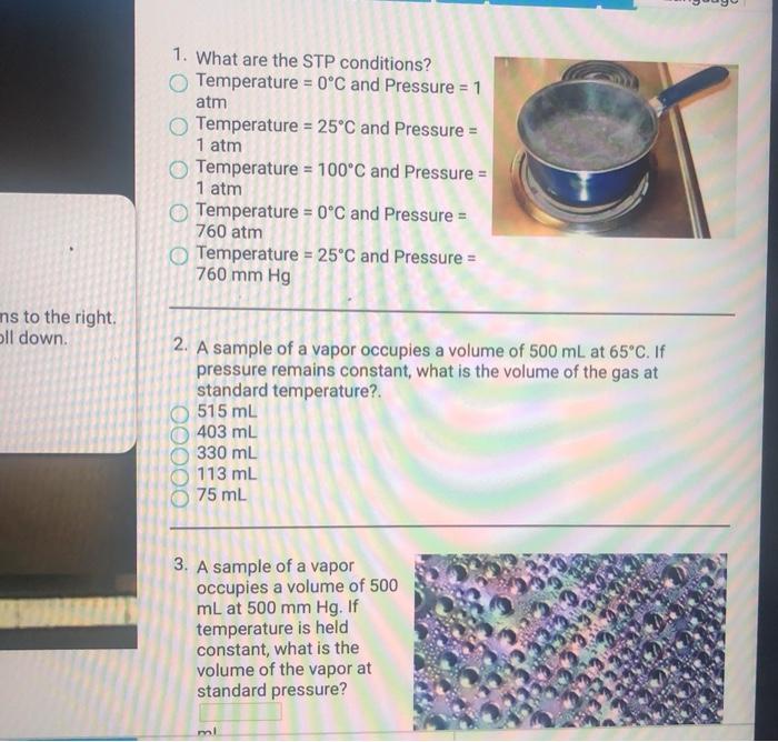 Solved 1. What are the STP conditions? Temperature = 0°C and | Chegg.com