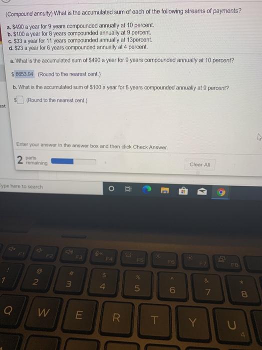 Solved (Compound annuity) What is the accumulated sum of | Chegg.com
