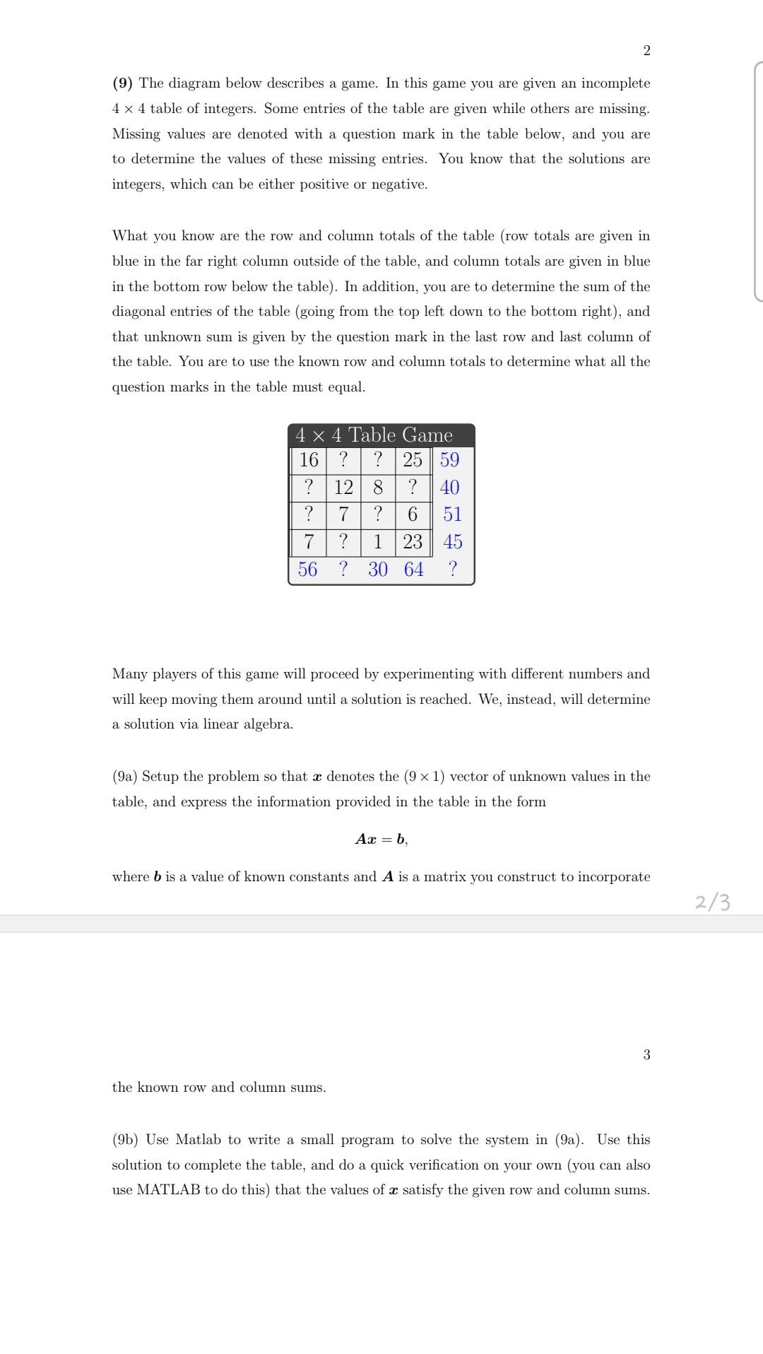 Solved 2 (9) The diagram below describes a game. In this | Chegg.com