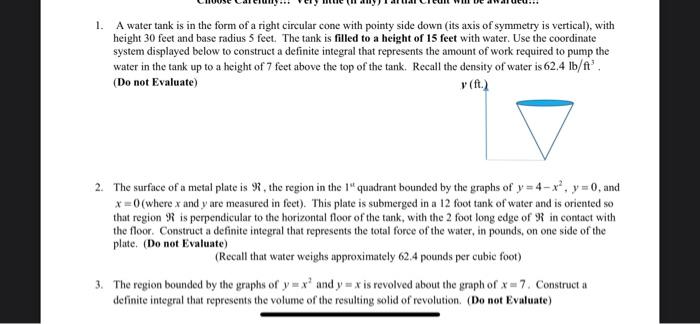 Solved 1. A water tank is in the form of a right circular | Chegg.com