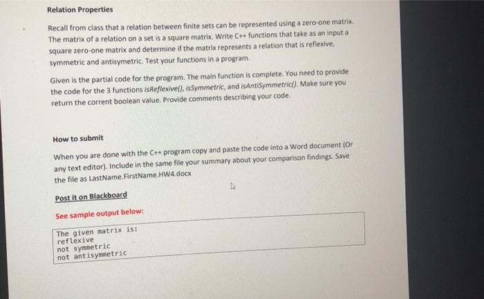 Solved Relation Properties Recall from class that a relation | Chegg.com