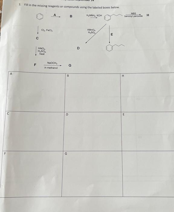 Solved 1. Fill in the missing reagents or compounds using | Chegg.com