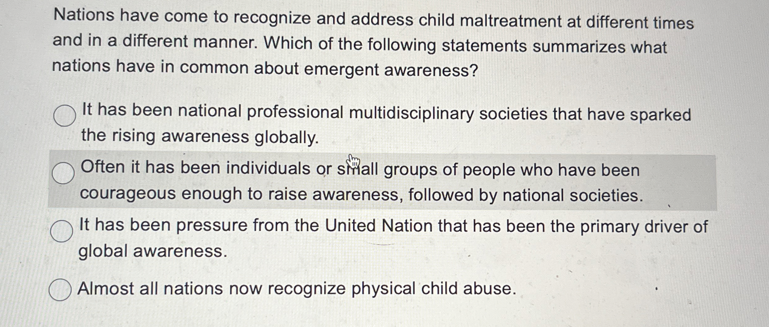 Solved Nations have come to recognize and address child | Chegg.com