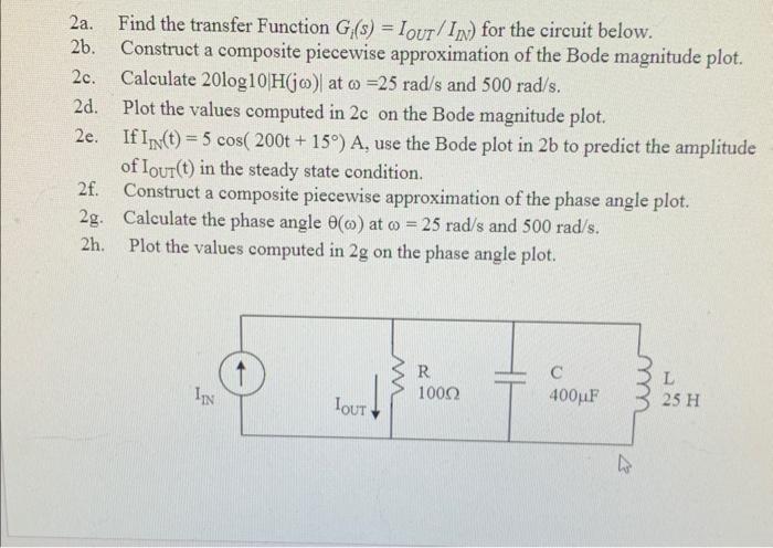 Solved 2a. Find the transfer Function Gi(s)=IOUT/IIN) for | Chegg.com
