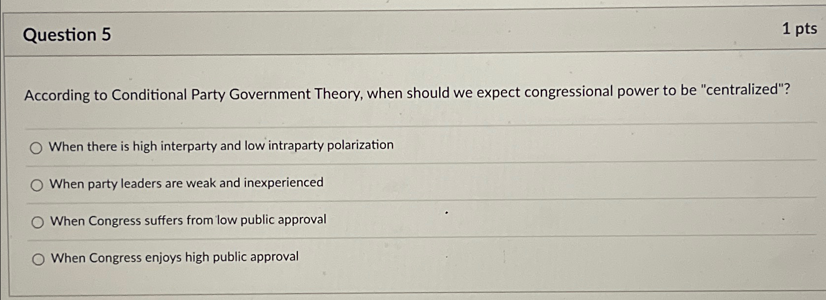 Solved Question 51ptsAccording to Conditional Party | Chegg.com