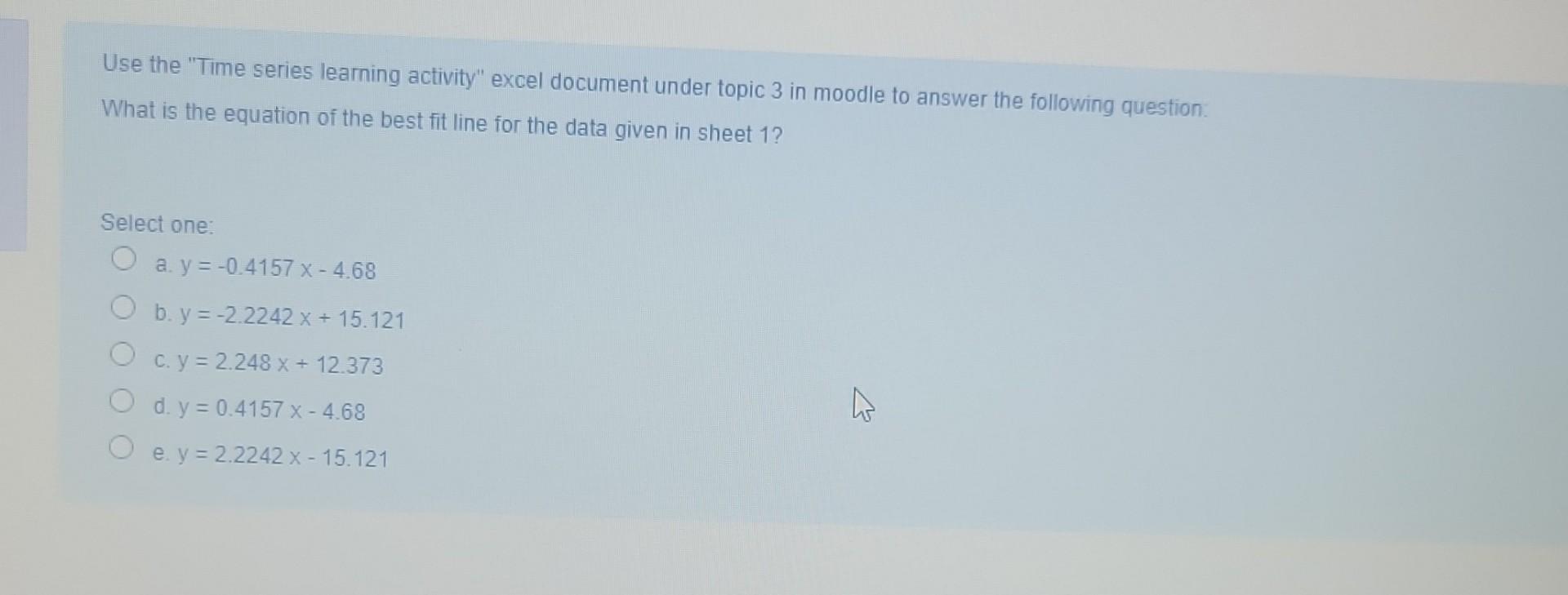 Solved Use the "Time series learning activity" excel | Chegg.com