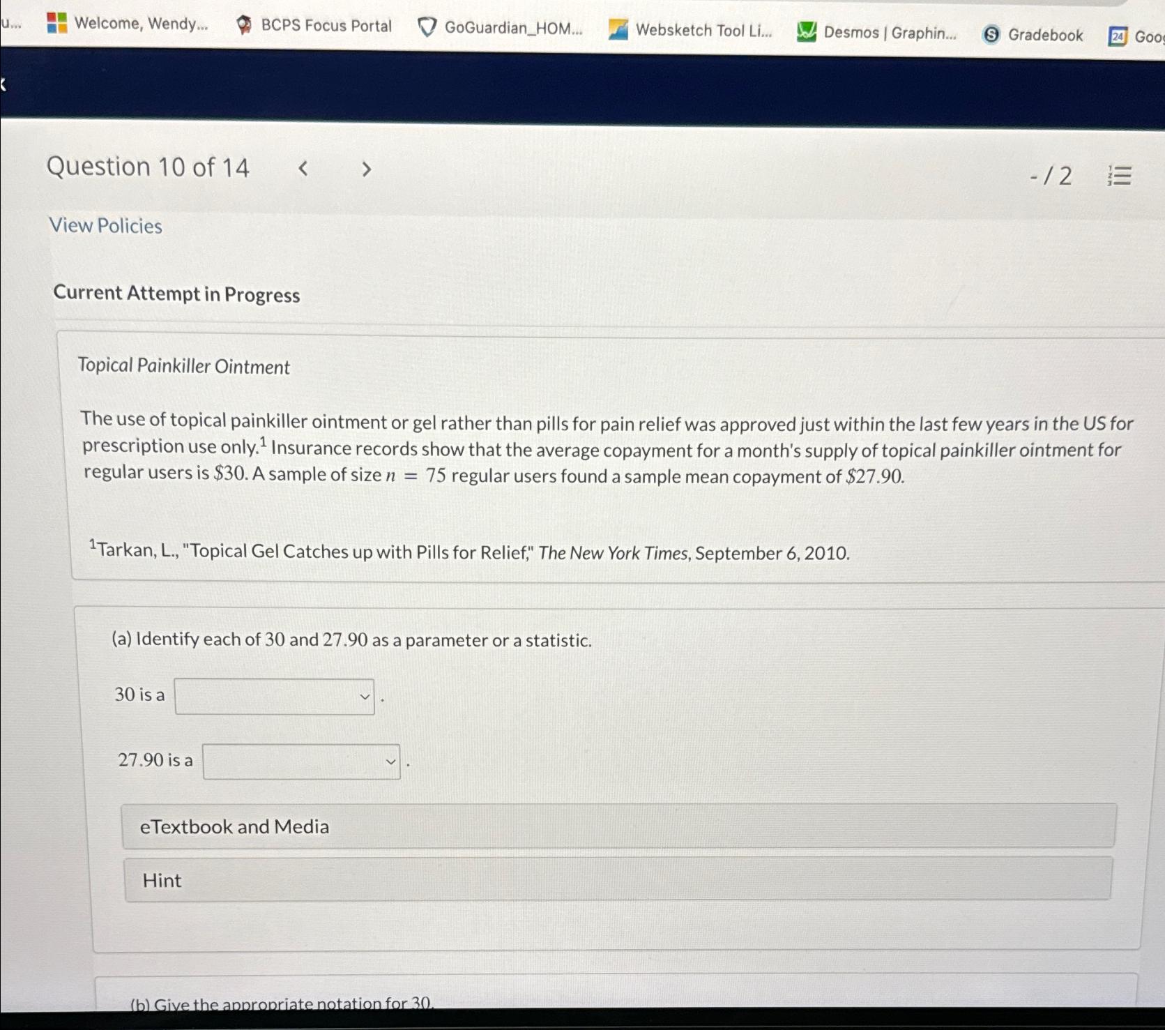 Solved Welcome, Wendy...BCPS Focus | Chegg.com