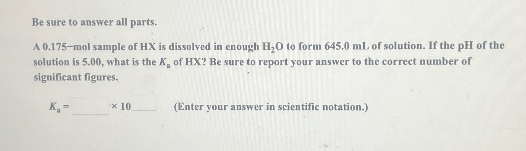 Solved Be sure to answer all parts.A 0.175-mol sample of Hx | Chegg.com