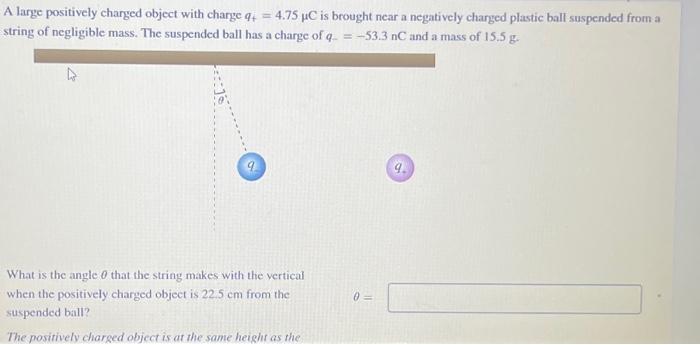 Solved A large positively charged object with charge q+ | Chegg.com