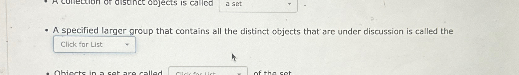 Solved A specified larger group that contains all the | Chegg.com