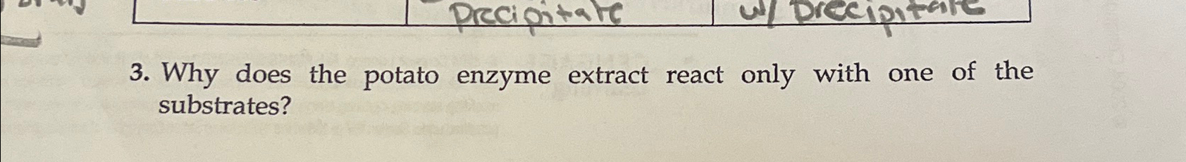 Solved Why does the potato enzyme extract react only with | Chegg.com