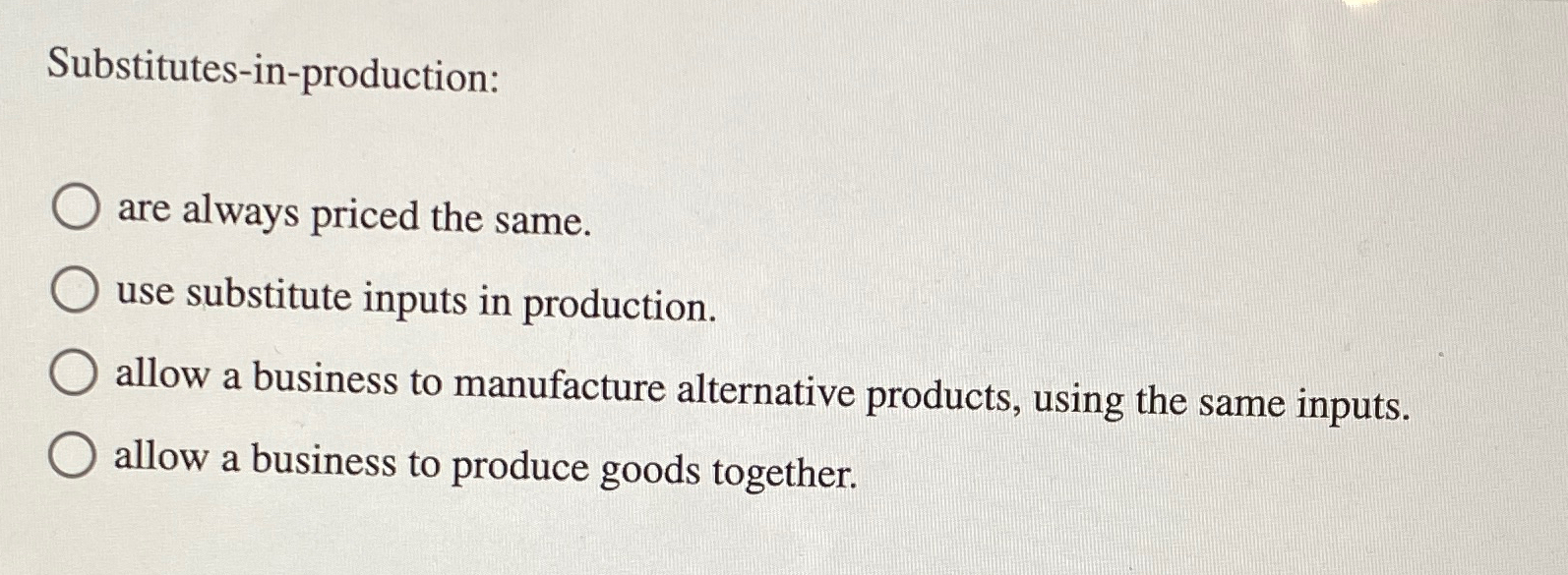 Solved Substitutes In Production Are Always Priced The