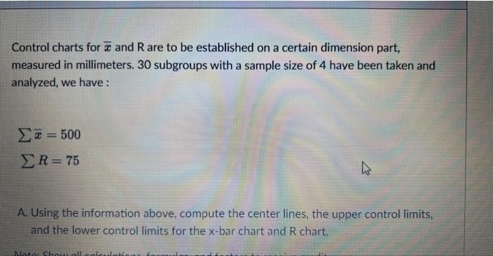 Solved Control charts for xˉ and R are to be established on | Chegg.com