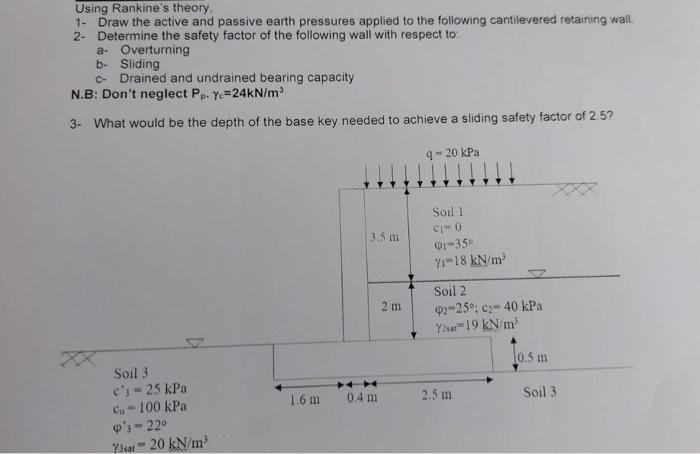Solved Using Rankine's theory 1- Draw the active and passive | Chegg.com
