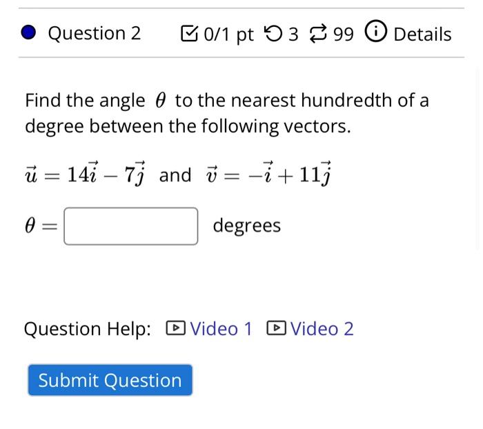 Solved Find the angle θ to the nearest hundredth of a degree | Chegg.com