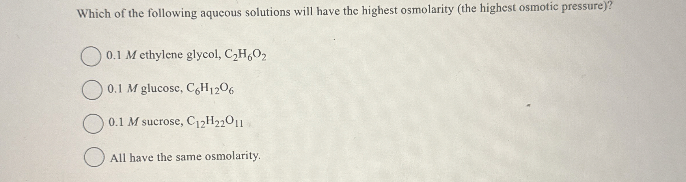 Solved Which of the following aqueous solutions will have | Chegg.com