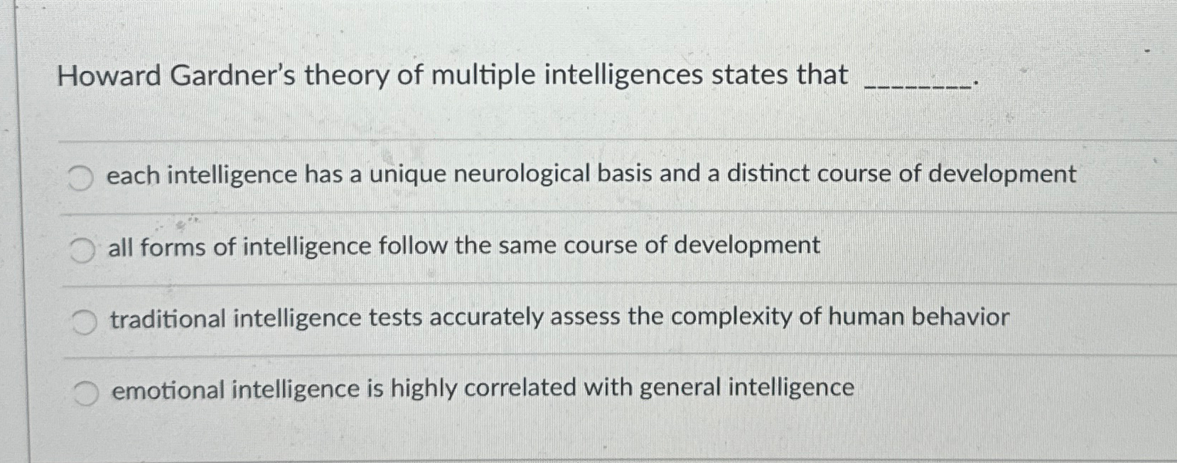 Solved Howard Gardner's theory of multiple intelligences | Chegg.com