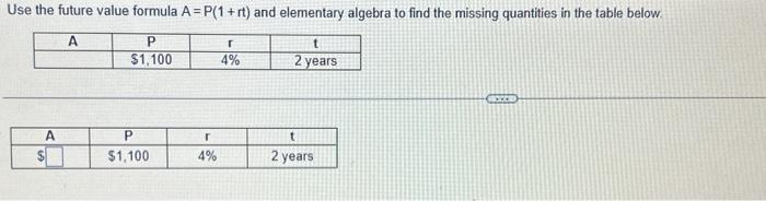 A=P(1+rt) | Chegg.com
