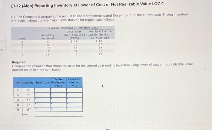 Solved E7-3 (Algo) Inferring Missing Amounts Based on Income | Chegg.com