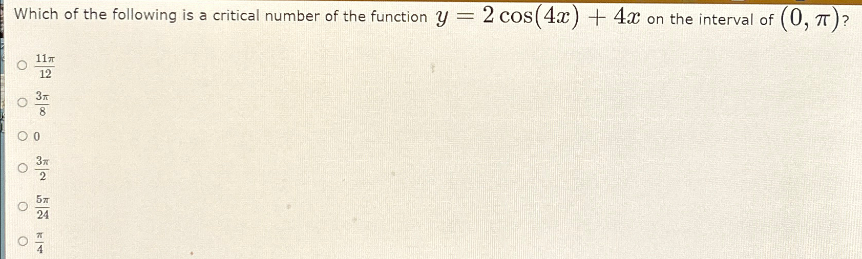 Solved Which of the following is a critical number of the | Chegg.com