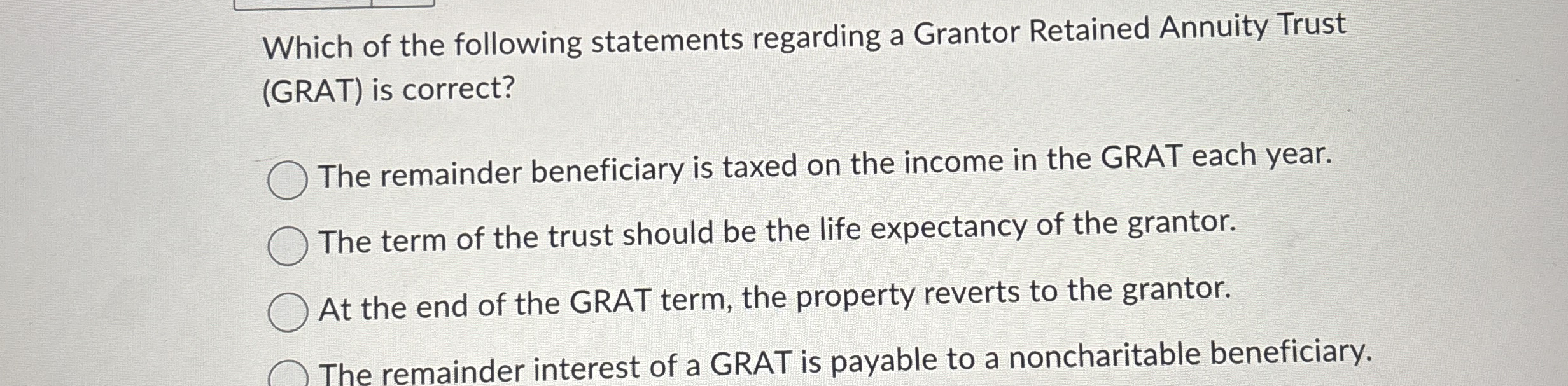 Solved Which of the following statements regarding a Grantor | Chegg.com
