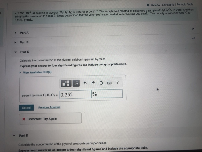 Solved I Review I Constants I Periodic Table A2.750x102 M | Chegg.com