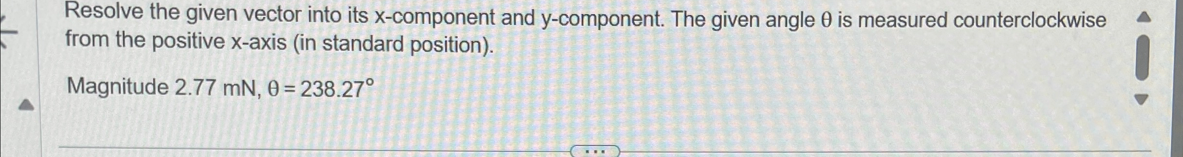 Solved Resolve the given vector into its x-component and | Chegg.com