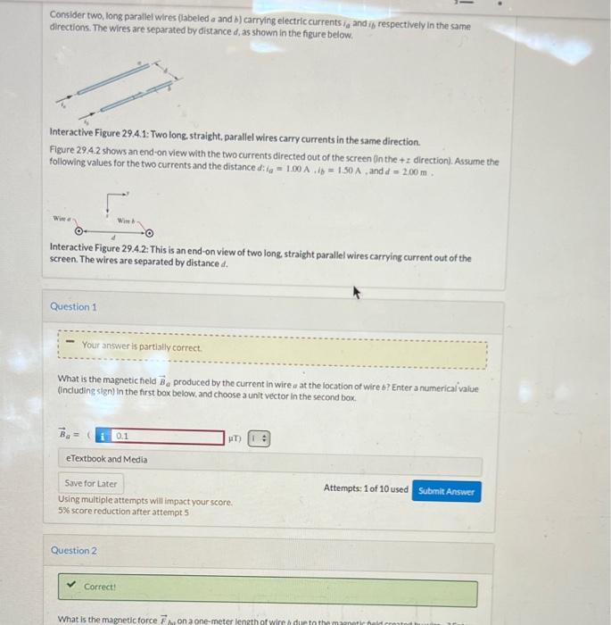 Solved Consider two, long parallel wires (iabeled a and b ) | Chegg.com