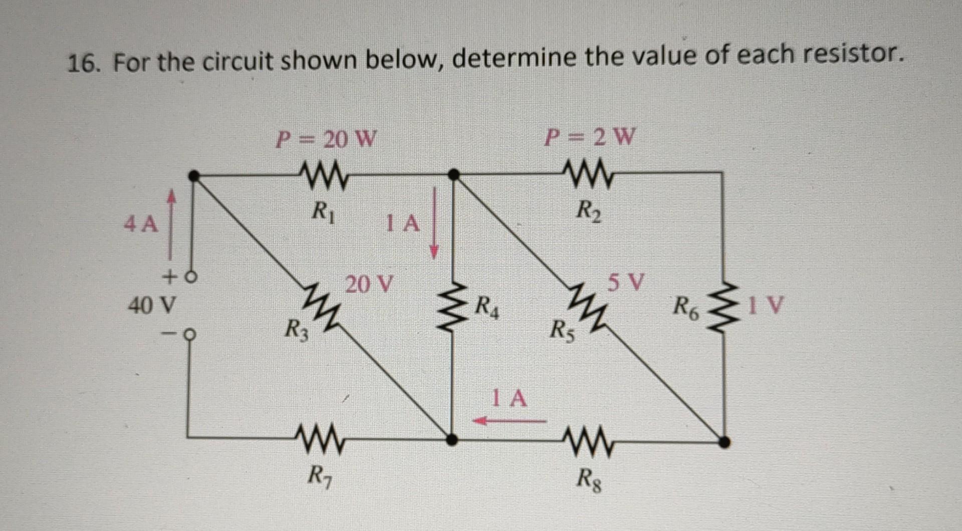 Solved 16. For the circuit shown below, determine the value | Chegg.com