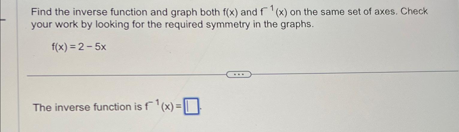 Solved Find the inverse function and graph both f(x) ﻿and | Chegg.com