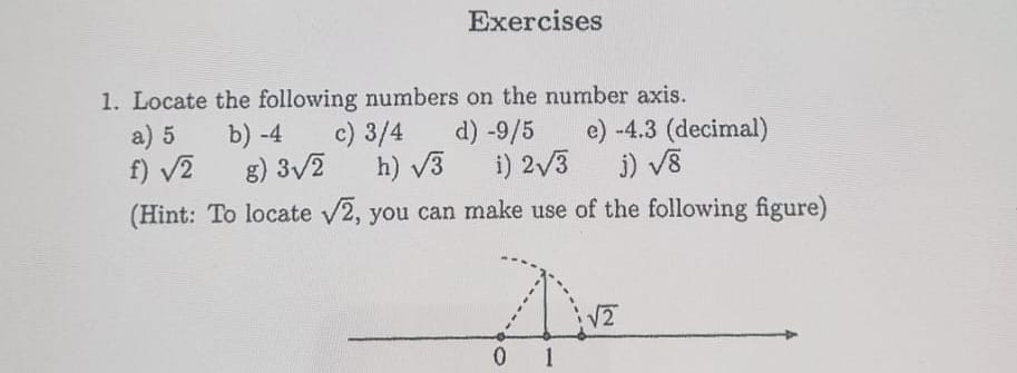 Solved ExercisesLocate the following numbers on the number | Chegg.com