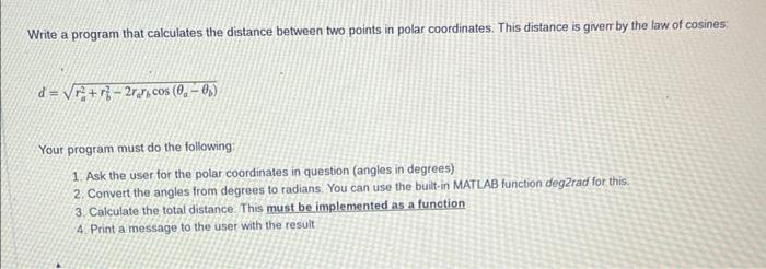Solved Write a program that calculates the distance between | Chegg.com
